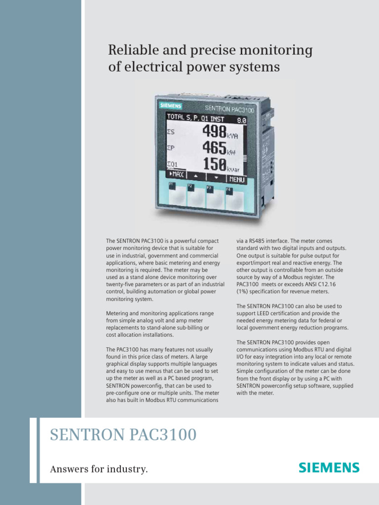 ETA-SENTRON-PAC3100-Power-Monitoring-Device | PDF | Electrical ...