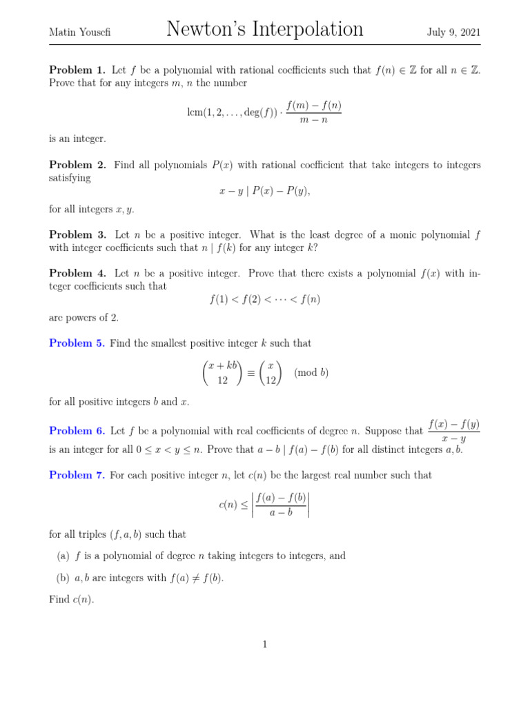 Newton's Interpolation | PDF | Mathematics | Arithmetic