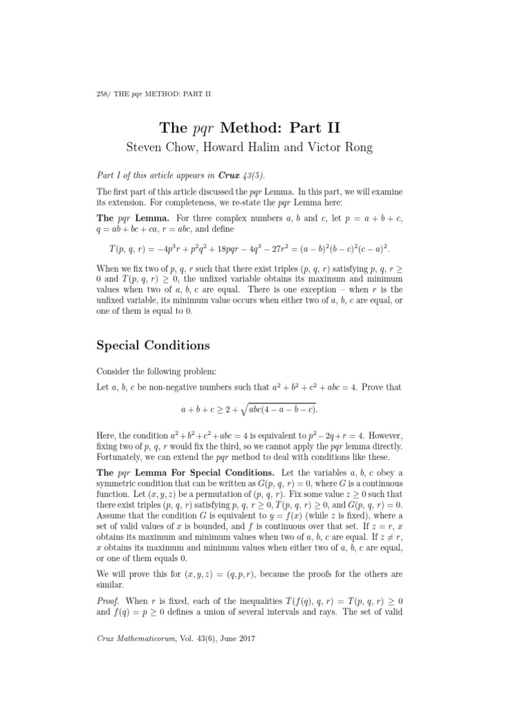 The PQR Method 2 | PDF | Inequality (Mathematics) | Interval (Mathematics)