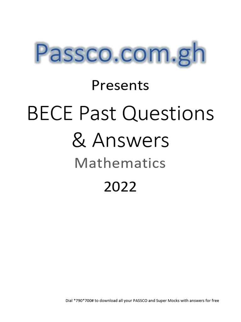 BECE 2022 Mathematics Questions & Answers | PDF | Elementary ...