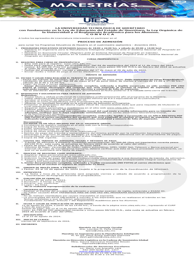 Convocatoria Maestrias 2024 | PDF | Certificado de nacimiento