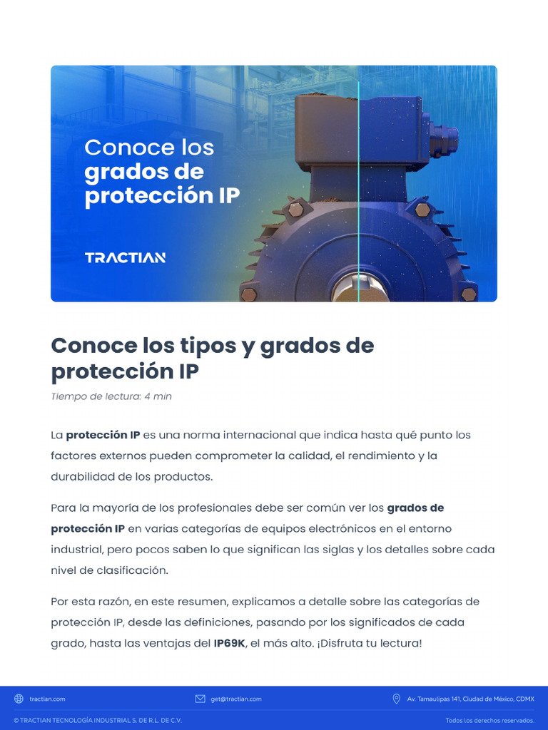 Conoce los tipos y grados de protección IP | PDF