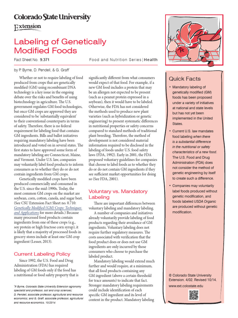 Labeling of Genetically Modified Foods-1 | PDF | Genetically Modified ...