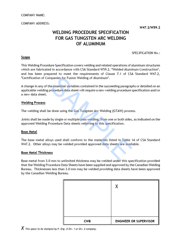 WPS GTAW ALuminum | PDF
