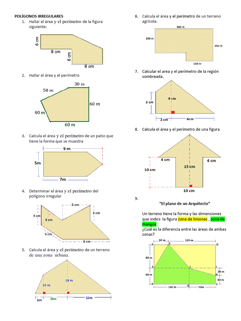 POLÍGONOS IRREGULARES Práctica | PDF