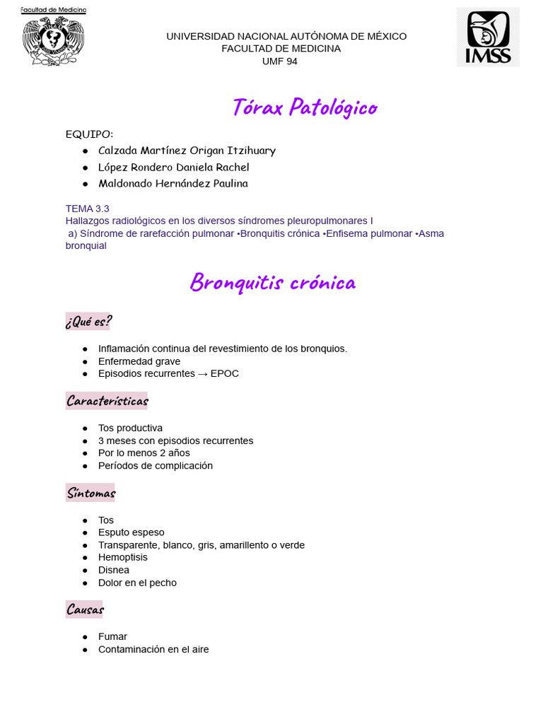 Tórax Patológico | PDF | Asma | Tos