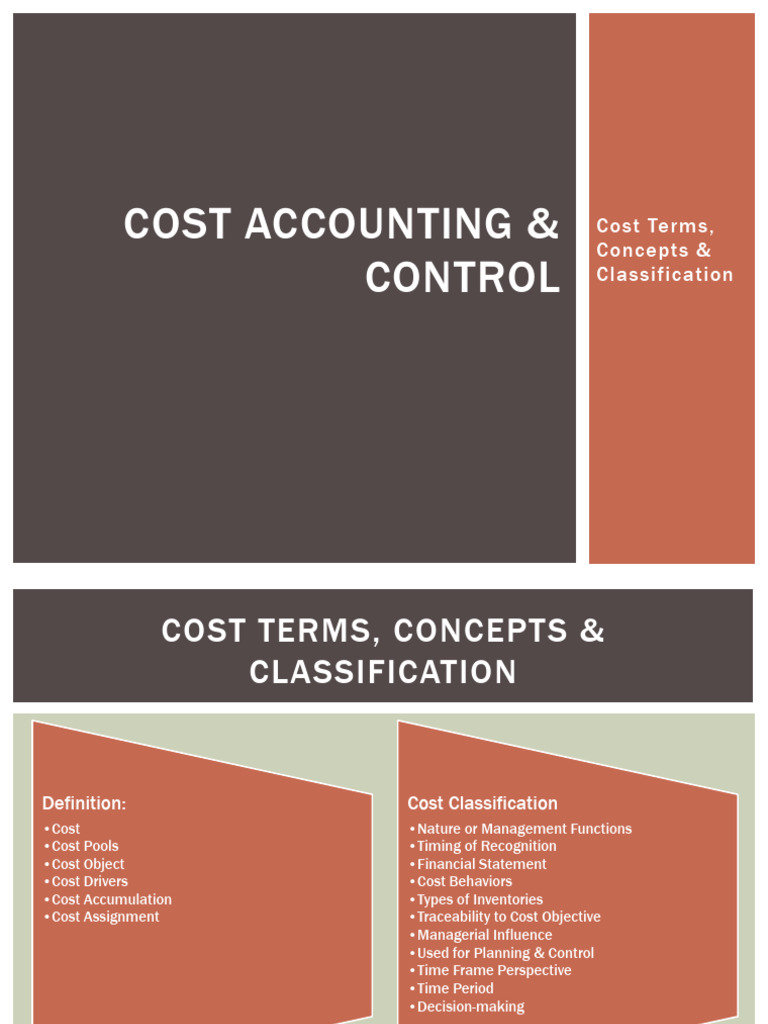 Cost Terms, Concepts and Classification | PDF | Cost Of Goods Sold | Inventory