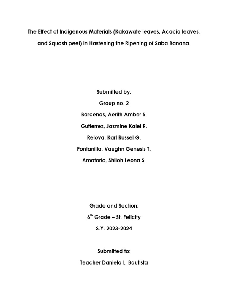 Title Page, Intro & Methodology Format | PDF | Banana | Fruit