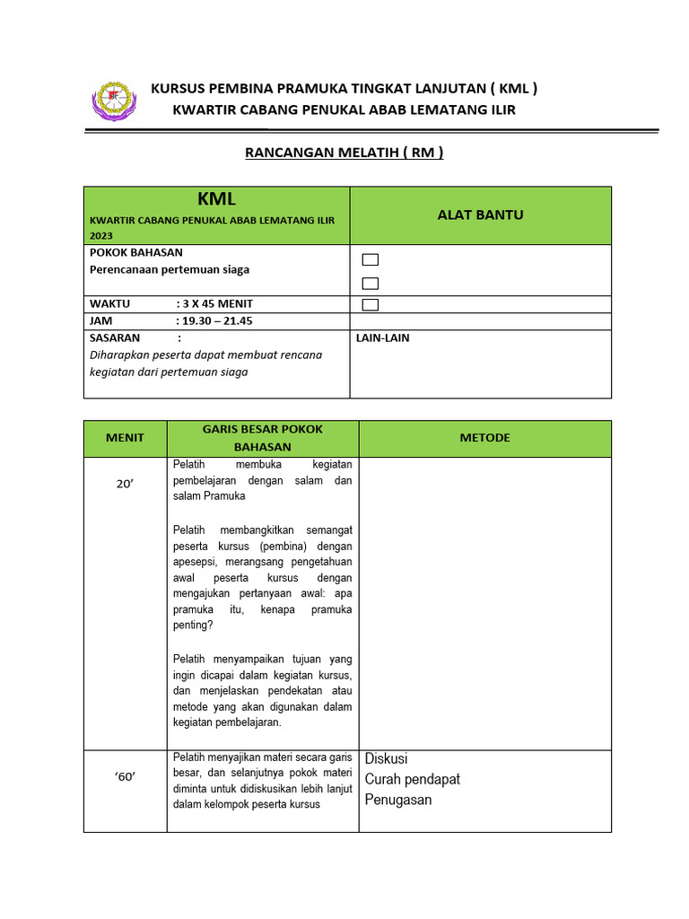 RM SKNR Perencanaan Pertemuan Siaga | PDF