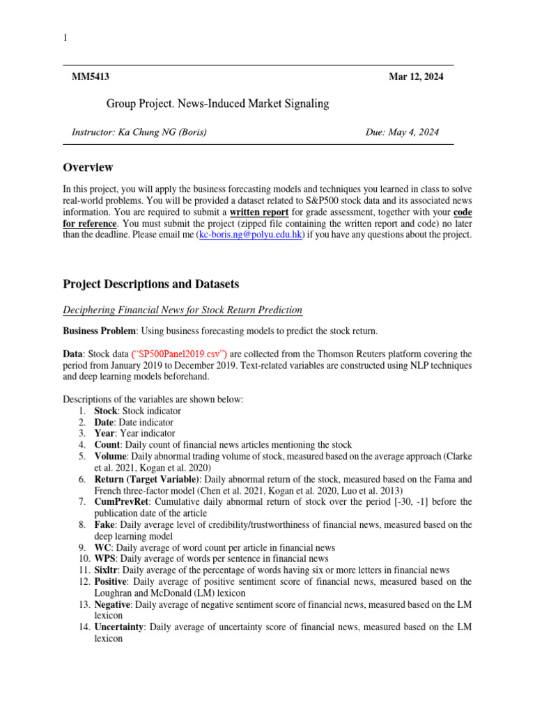 Project Description | PDF | Deep Learning | Time Series