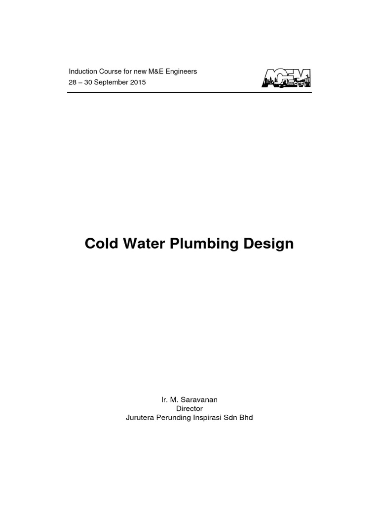 Cold Water Plumbing Design Notes | PDF | Pipe (Fluid Conveyance) | Pump