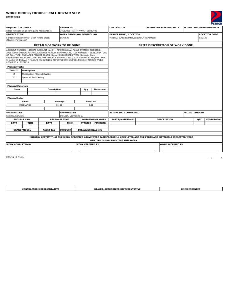 Spreader Restickering - Lilian Pinero COSS (Mexico, Pampanga) | PDF | Business