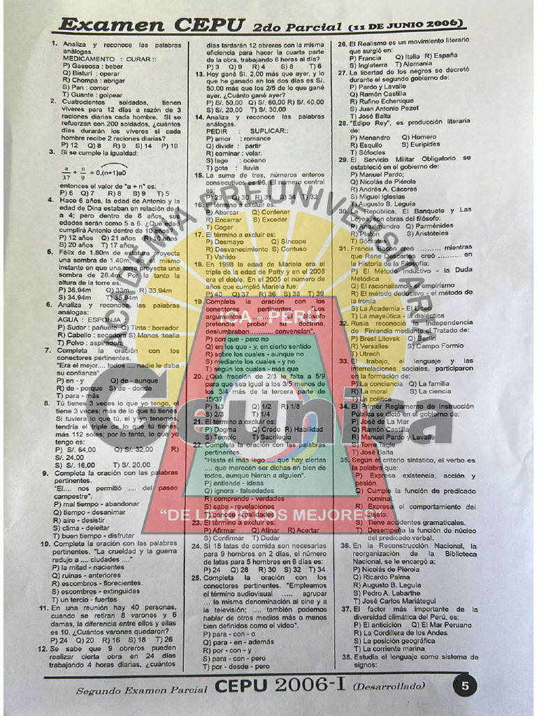 Coleccion de Examenes de Cepu Con Logo | PDF