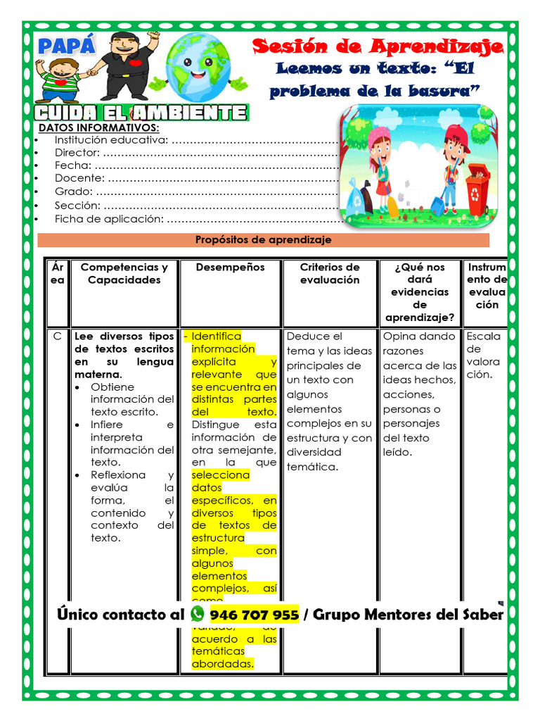 4° SESIÓN DÍA 3 COM LEEMOS UN TEXTO SOBRE EL PROBLEMA DE LA BASURA ...