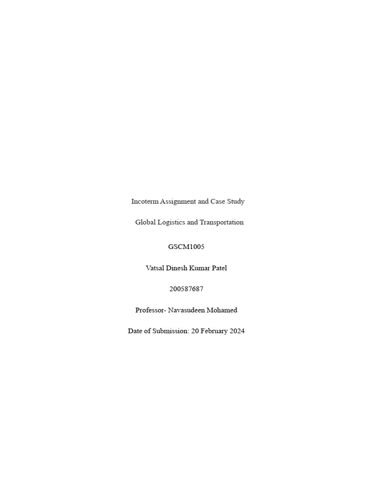 Incoterm Assignment and Case Study | PDF | Supply Chain | Outsourcing