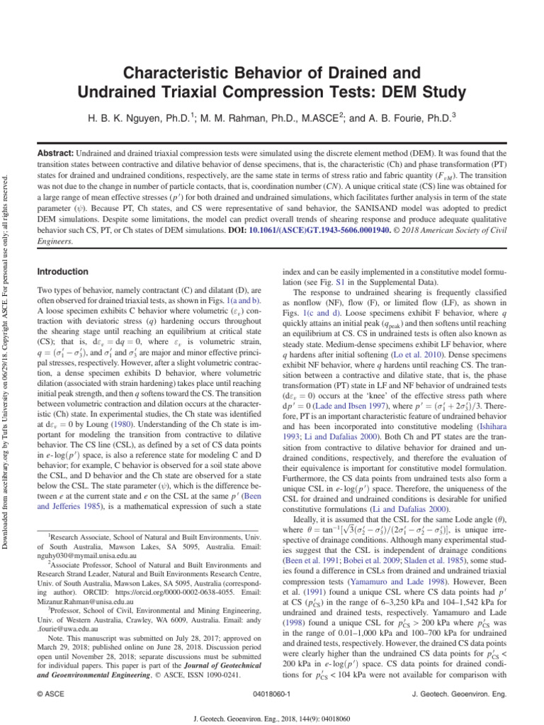 2018 Nguyen Et Al Characteristic Behavior Of Drained And