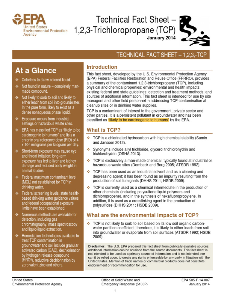 EPA 123-TCP Technical Fact Sheet | PDF | Environmental Remediation | Chemistry