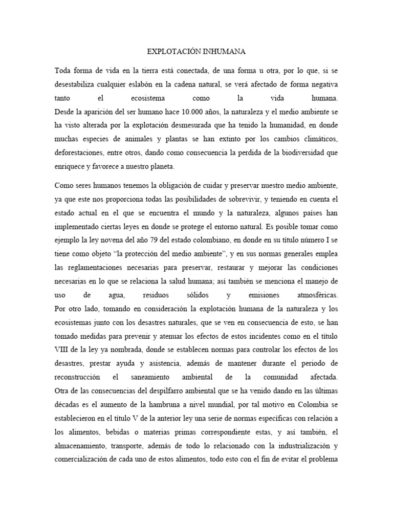 La Explotación Inhumana | PDF | Entorno natural | Naturaleza