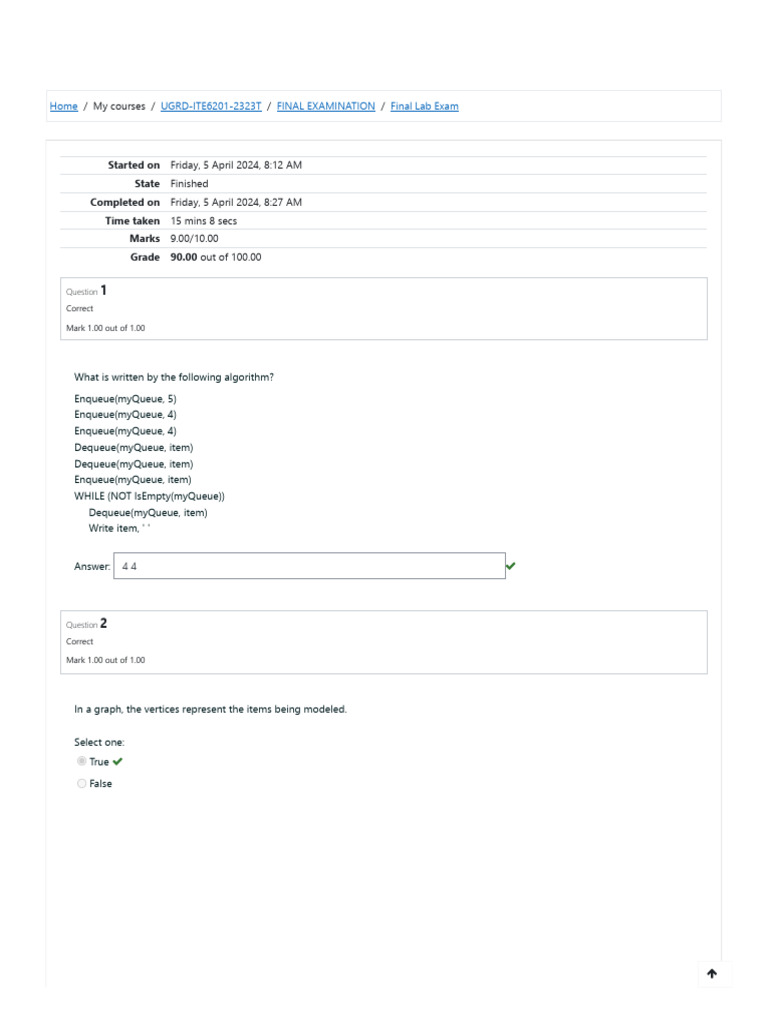 Final Lab Exam Pdf Queue Abstract Data Type Control Flow