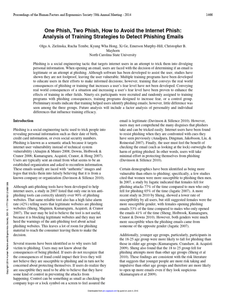 One Phish, Two Phish, How To Avoid The Internet Phish: Analysis of Training Strategies To Detect ...