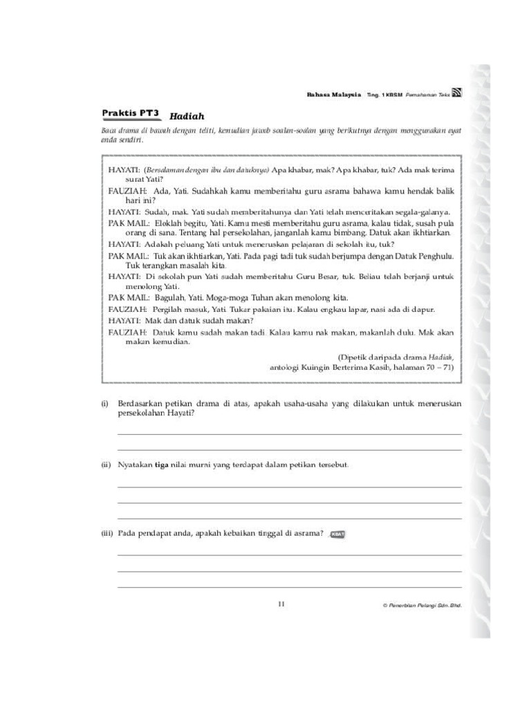 Soalan Drama Hadiah | PDF
