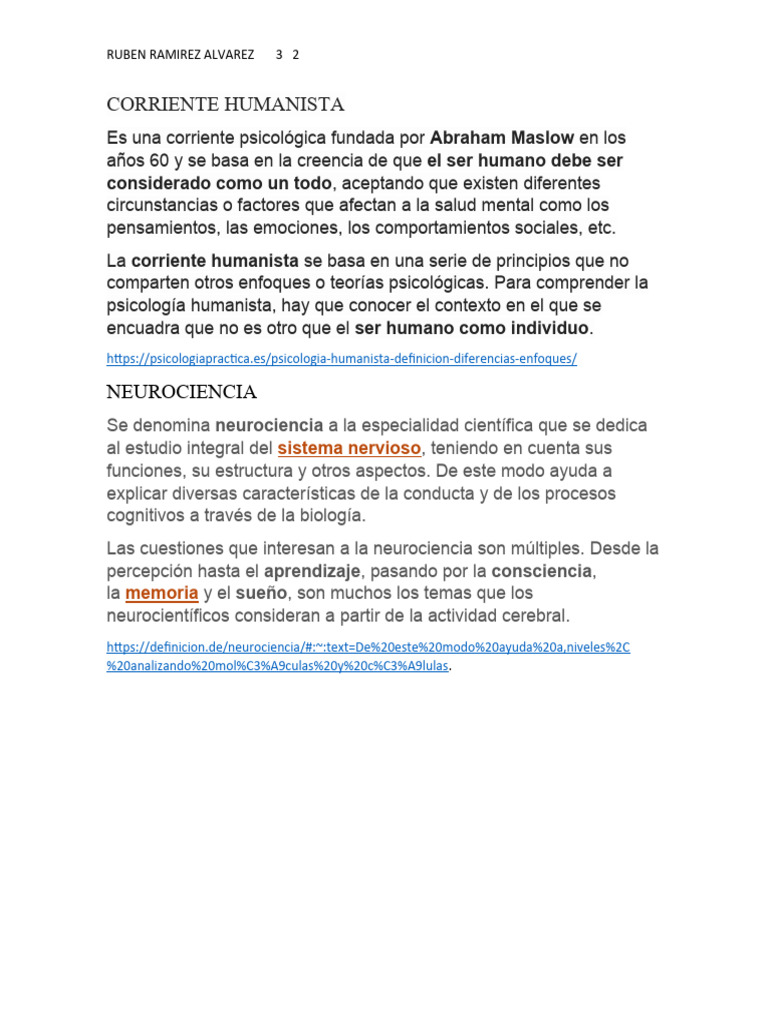 Corriente Humanista | PDF | Sicología | Neurociencia