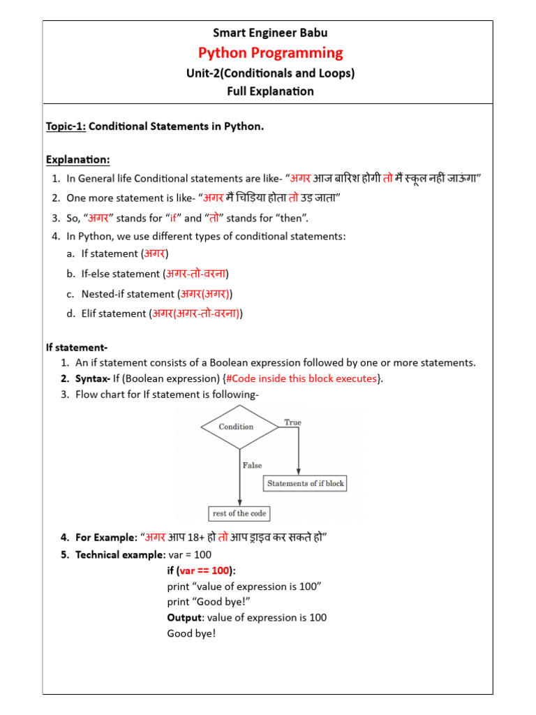 Unit 2 Notes Python | PDF | Control Flow | Boolean Data Type Unit 2 Notes Python | PDF | Control Flow | Boolean Data Type