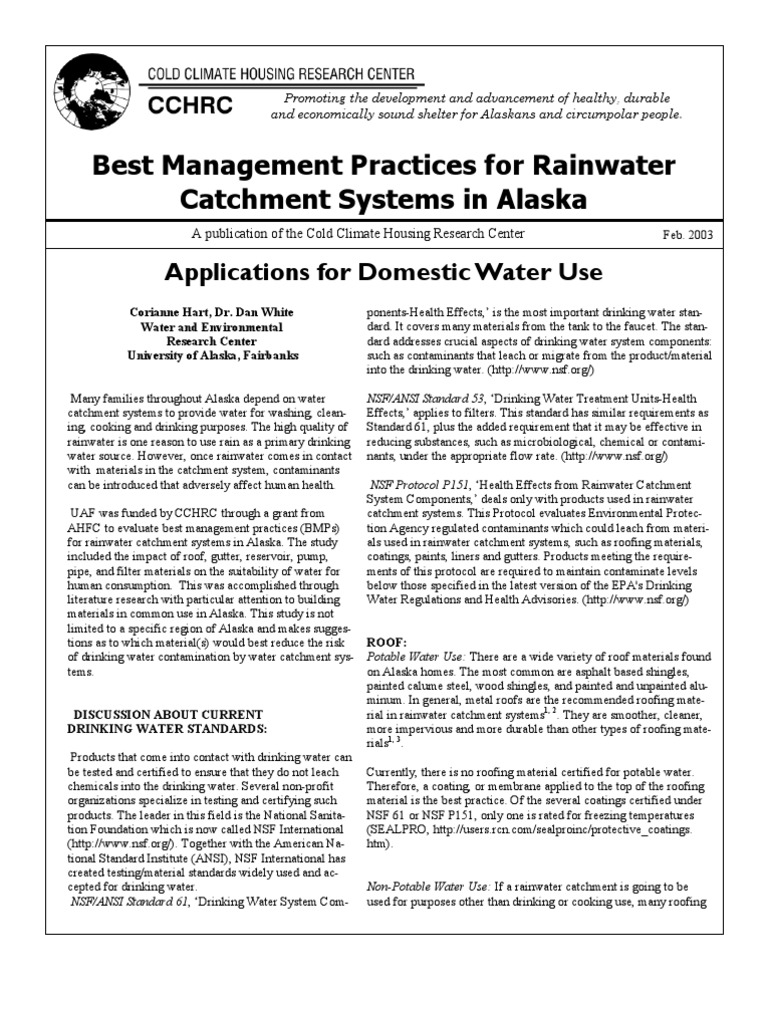 Best Practices for Alaska Rainwater Systems | PDF | Drinking Water ...