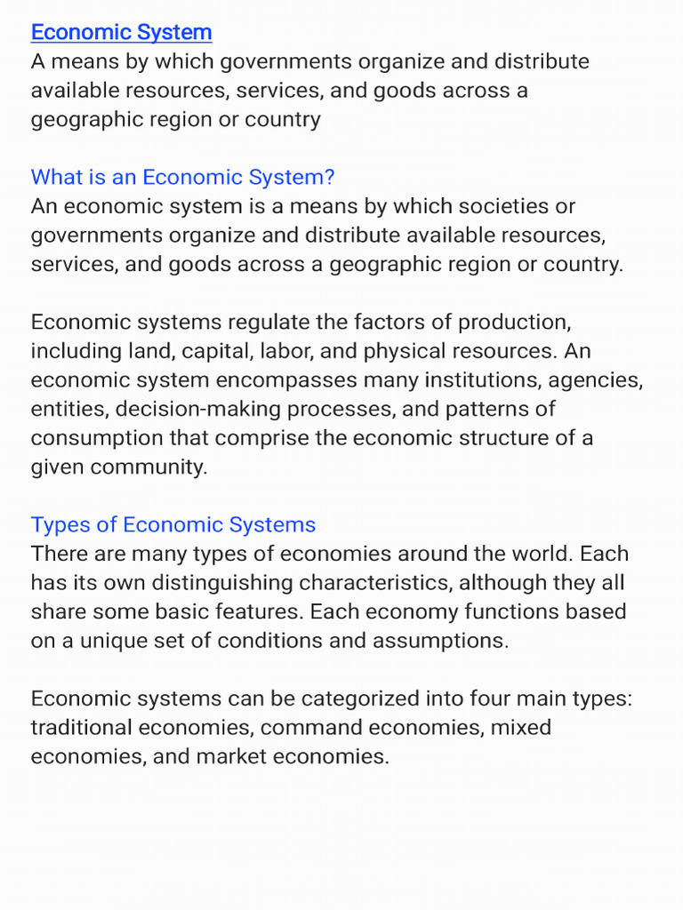 Four Types of Economic System | PDF