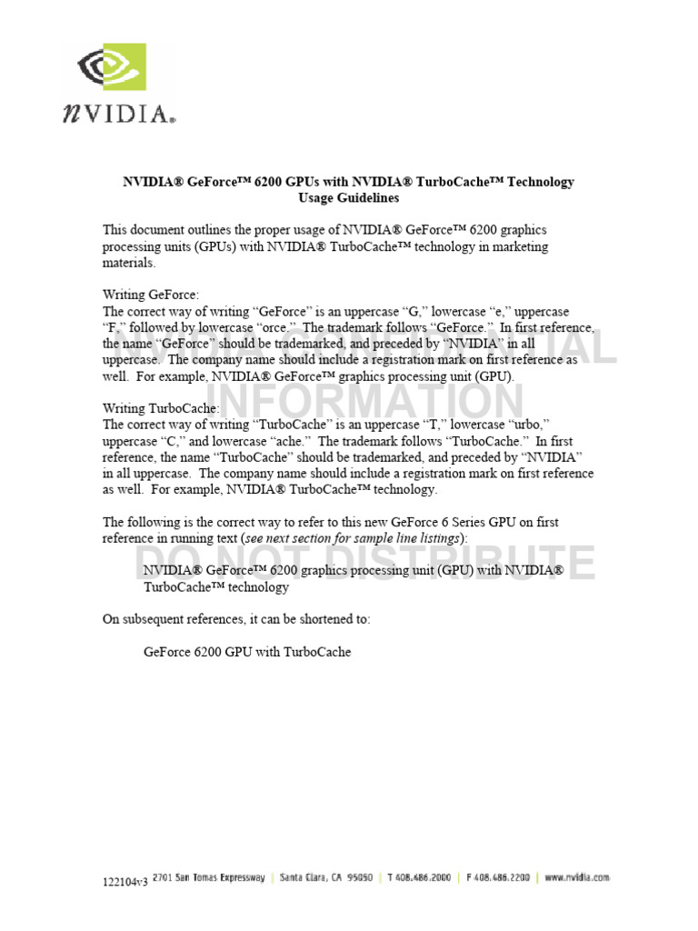 NVIDIA TurboCache Guidelines Dec04v3 | PDF | Graphics Processing Unit | Computer Hardware