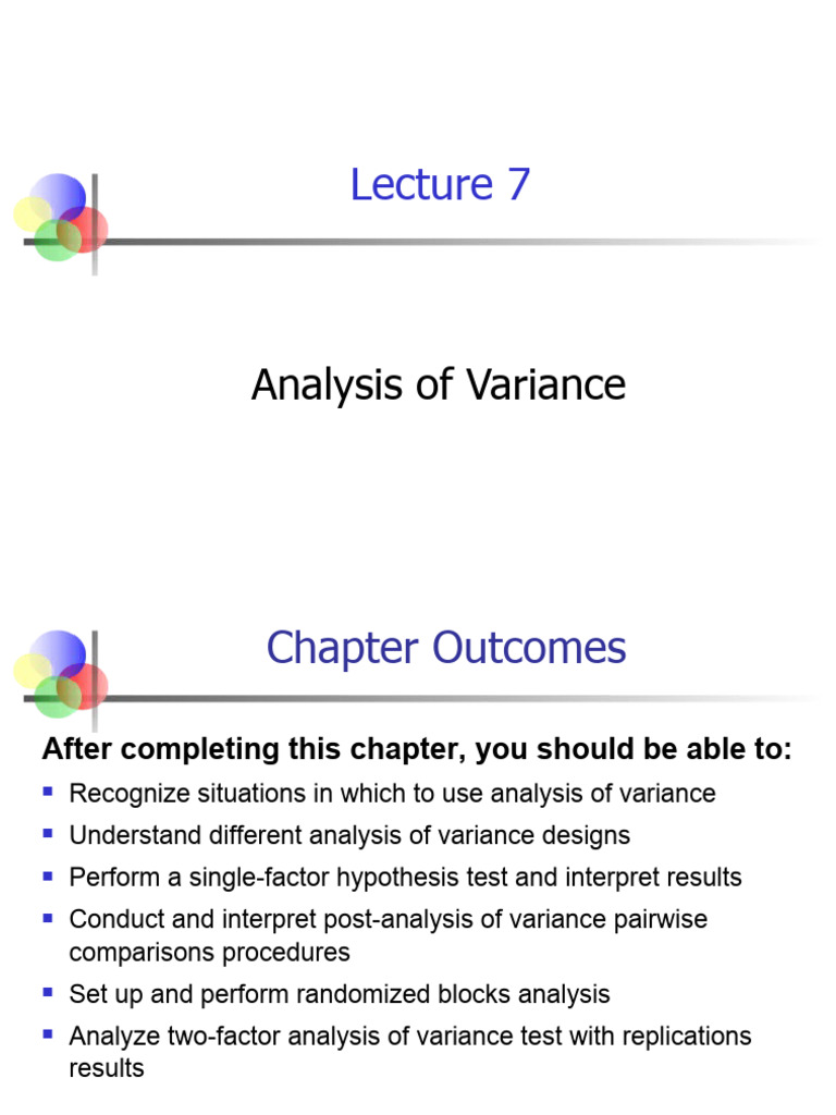 Lecture 7 Anova Pdf Analysis Of Variance Variance