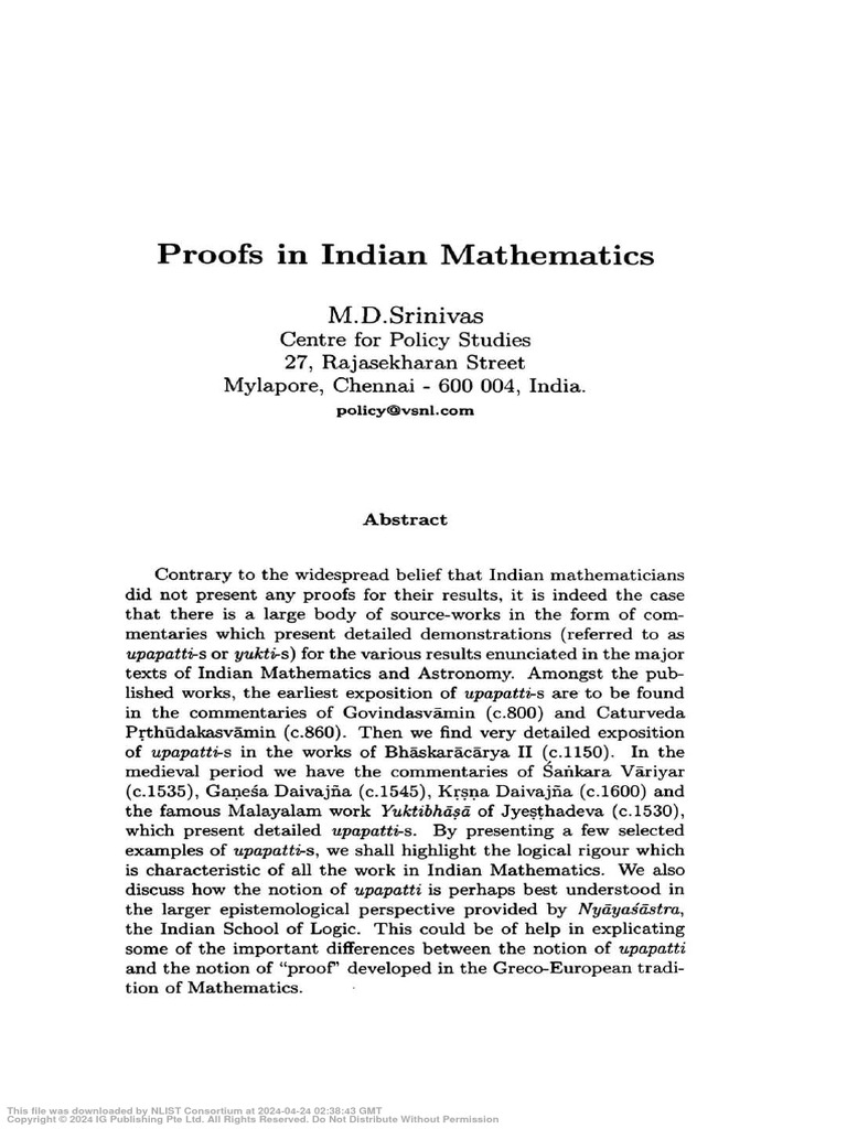 Contributions To The History of Indian Mathematics (p223-262) | PDF ...