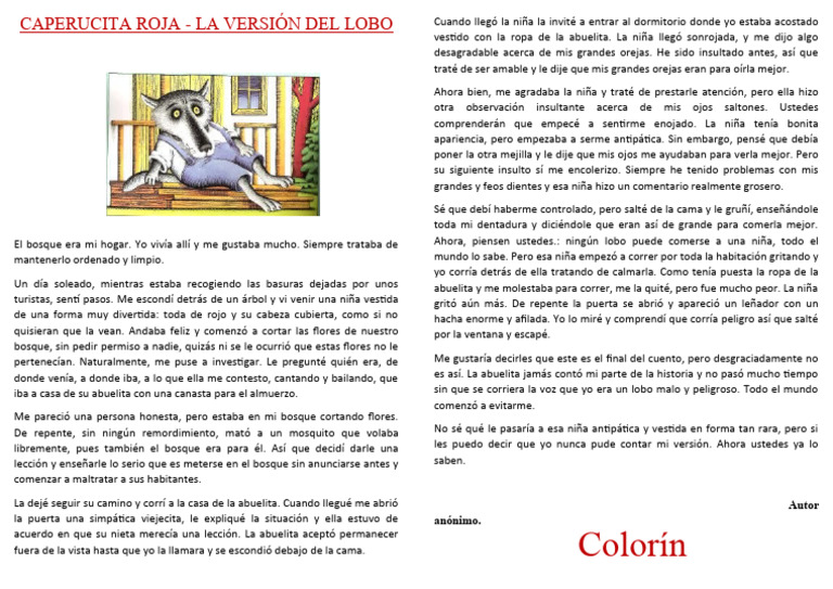 Caperucita Roja - Contada Por El Lobo | Descargar gratis PDF ...