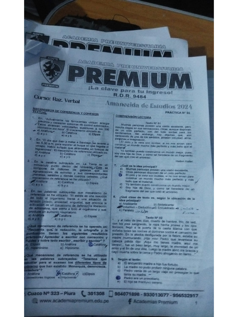 Razonamiento Verbal Premiun Fijas. | PDF