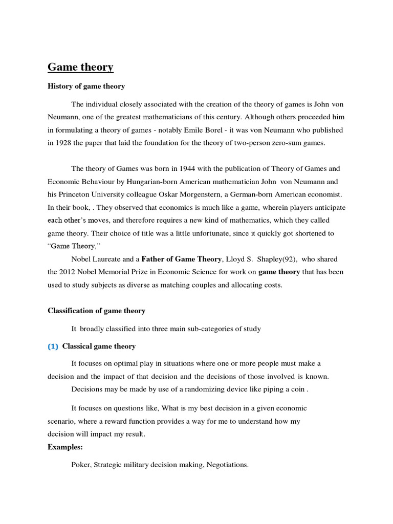 unit 3 game theory and assignment model | Download Free PDF | Game Theory | Economics Of Uncertainty