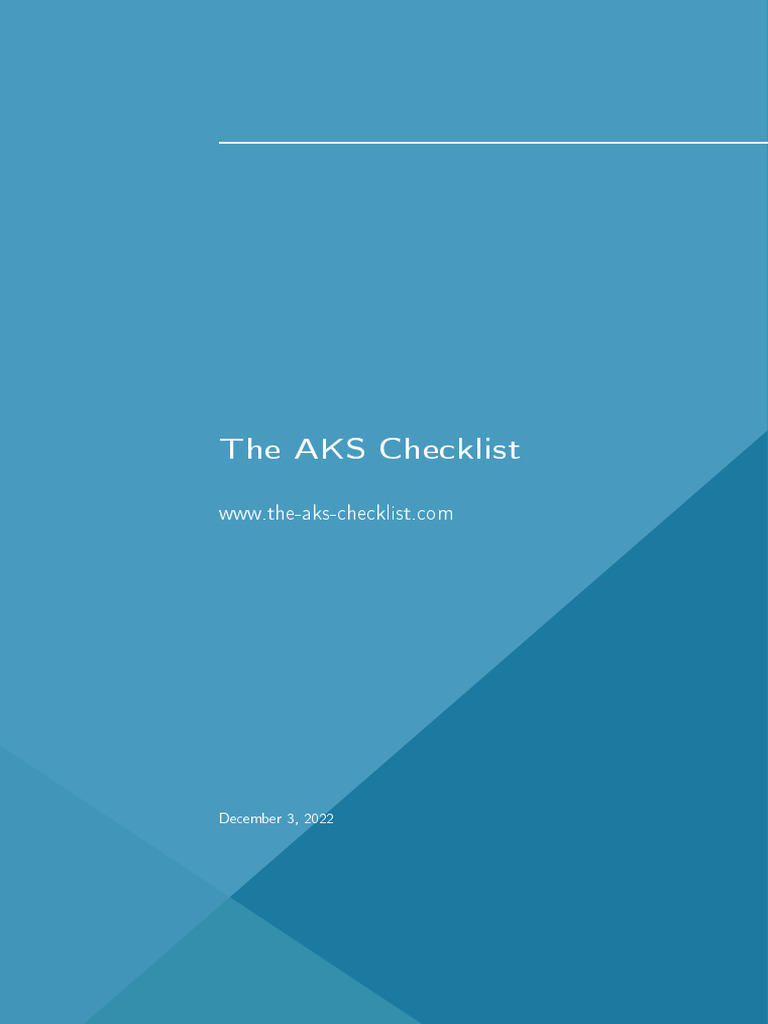 AKS Checklist | PDF | Computer Network | Computer Cluster