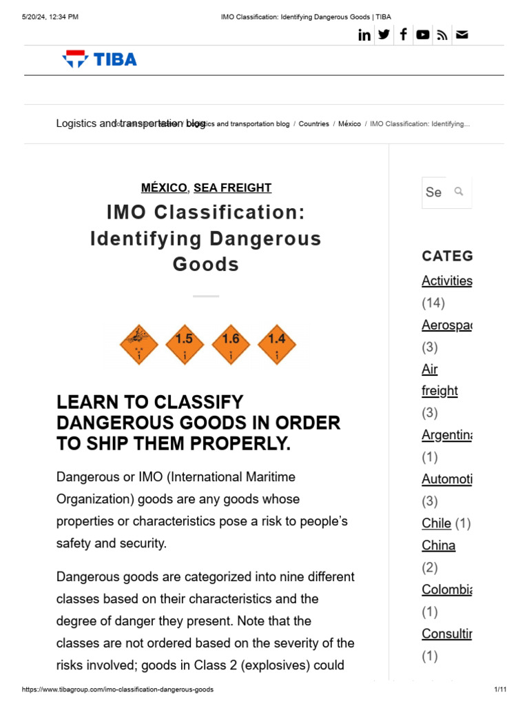 IMO Classification_ Identifying Dangerous Goods _ TIBA | Download Free ...