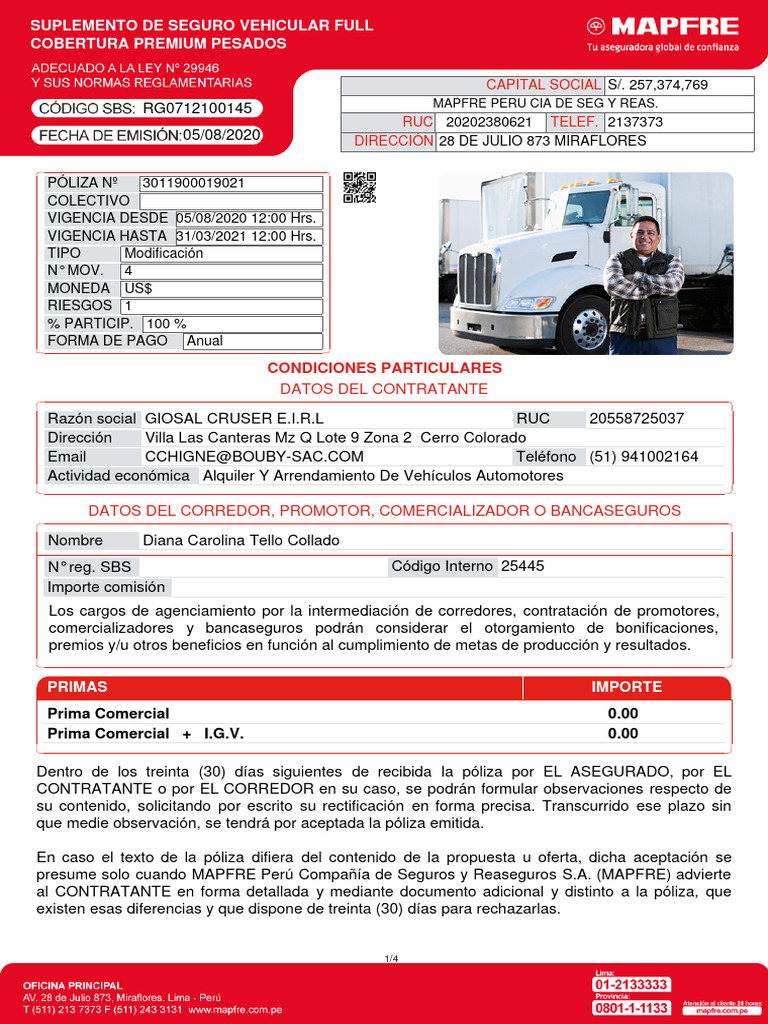 Suplemento Poliza V8G-865 - Giosal | PDF | Póliza de seguros | Seguro