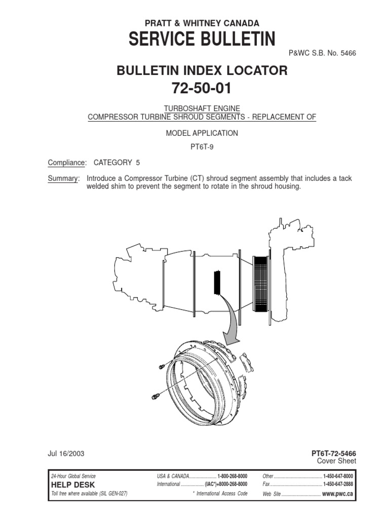 2003.07.16 S.B. No. 5466 COMPRESSOR TURBINE SHROUD SEGMENTS ...