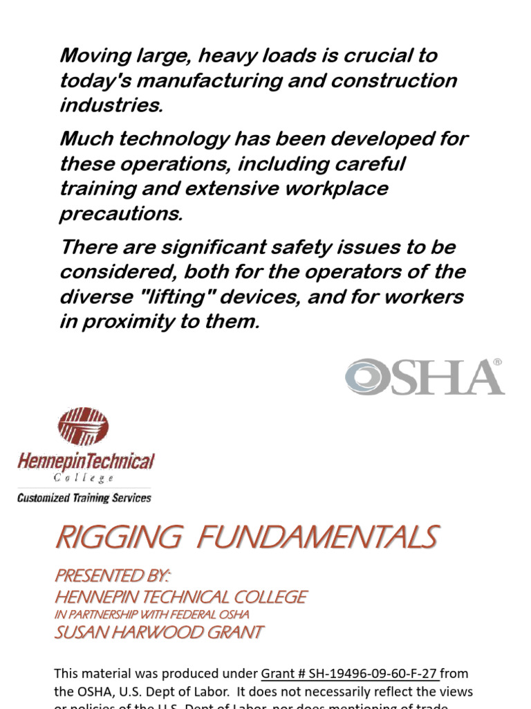 Rigging Fundamentals | PDF | Crane (Machine) | Rope