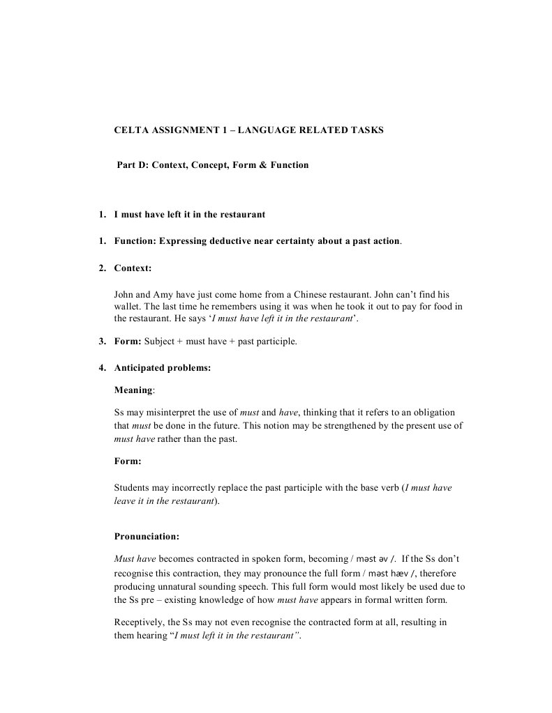 Celta Assignment 1 - Language Related Task | PDF | Thai Language ...