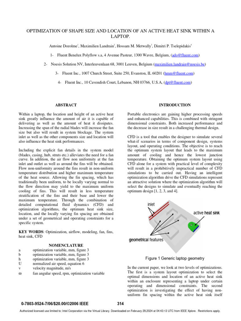 Optimization of Shape Size and Location of An Active Heat Sink Within A ... Optimization of Shape Size and Location of An Active Heat Sink Within A ...