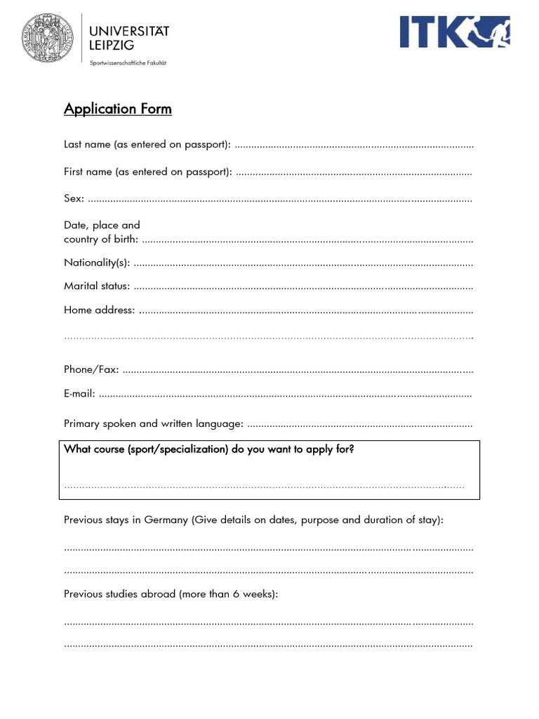 Application Form ITK Leipzig | PDF