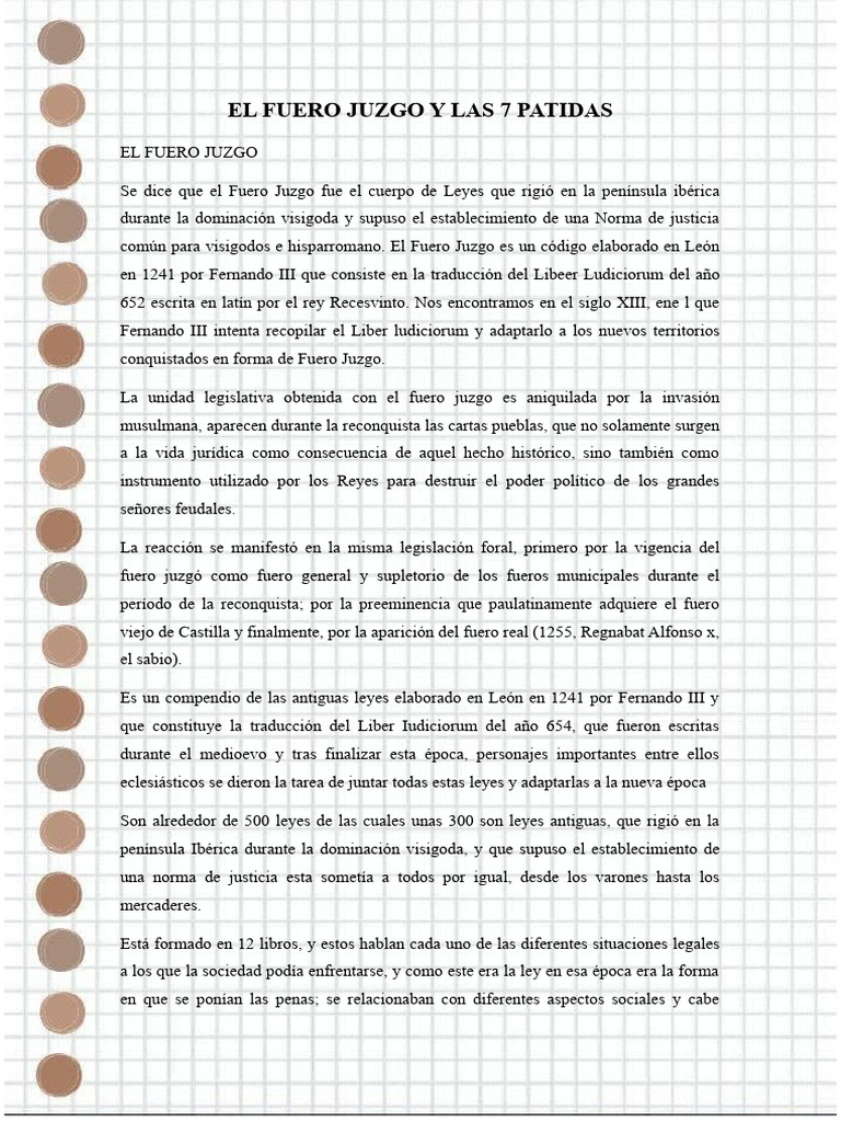 El Fuero Juzgo y Las 7 Patidas | PDF | Historia | Religión y espiritualidad