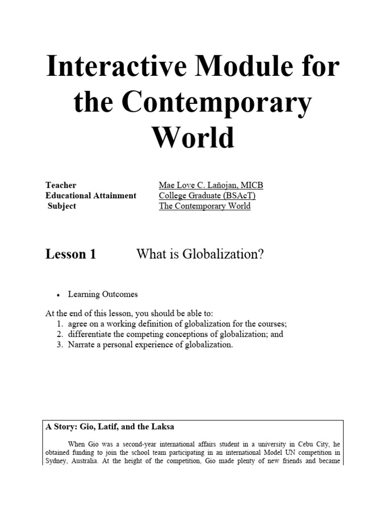 Contemporary World Module | PDF | Gold Standard | Bretton Woods System