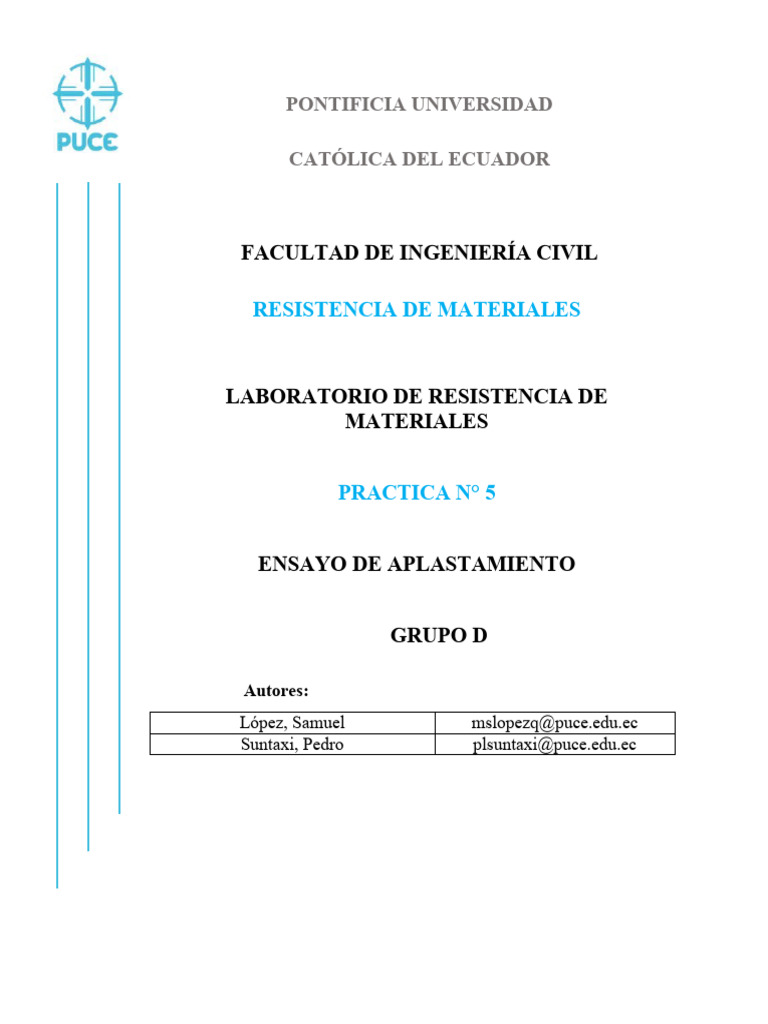 Informe Resis | PDF | Deformación (ingeniería) | Tornillo