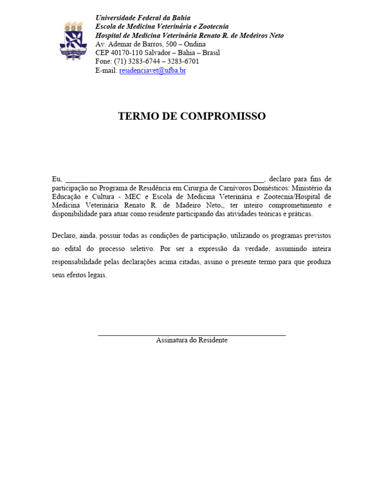 Termo de Compromisso | PDF | Bem-estar | Ciências e Matemática