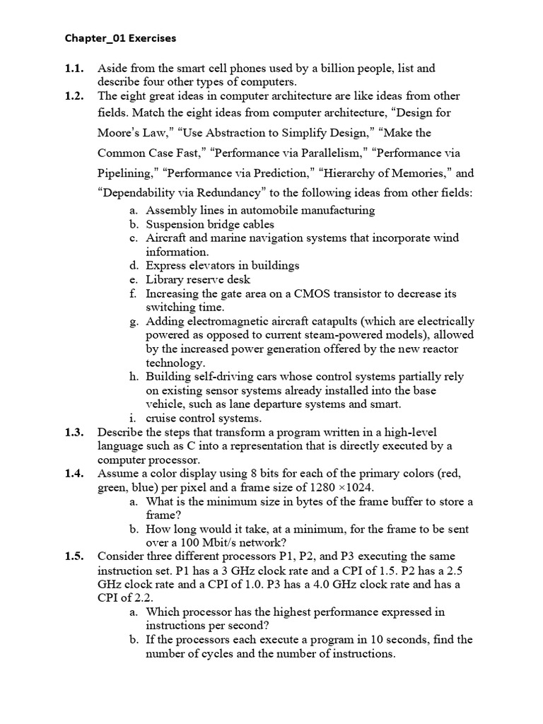 Chapter_01_exercices | Download Free PDF | Central Processing Unit | Computer Architecture
