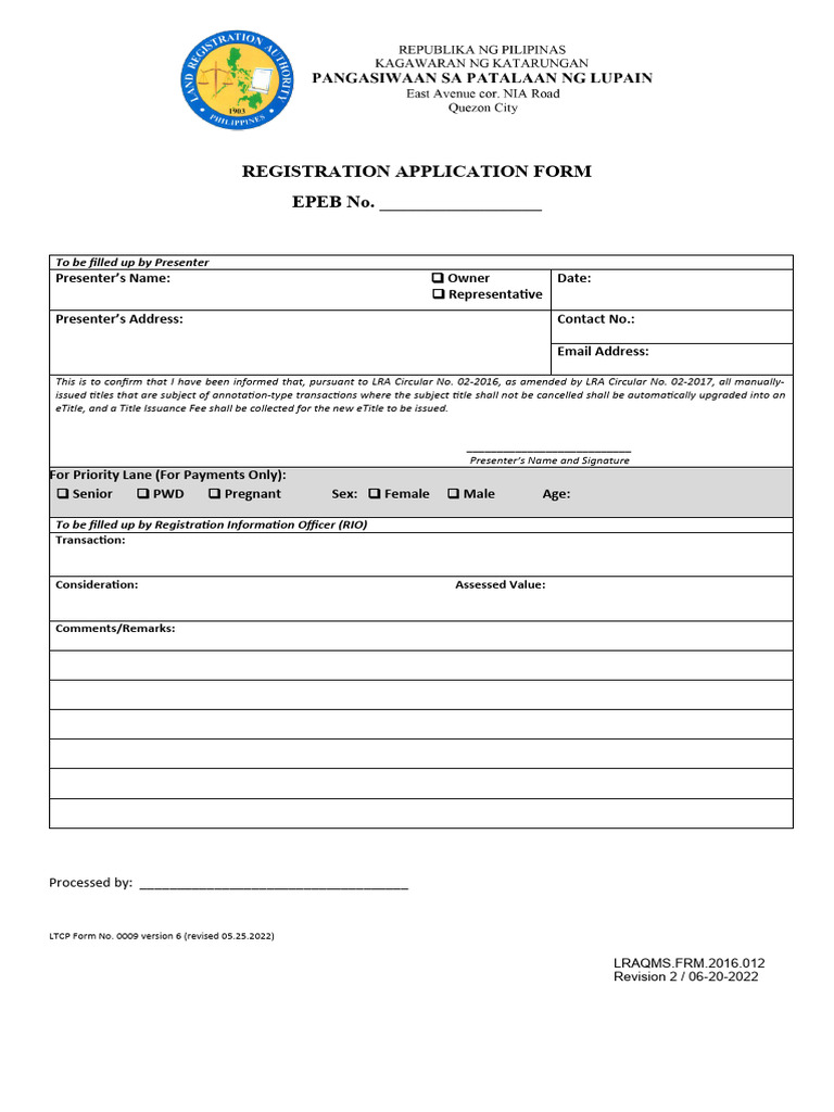 Registration Application Form | PDF