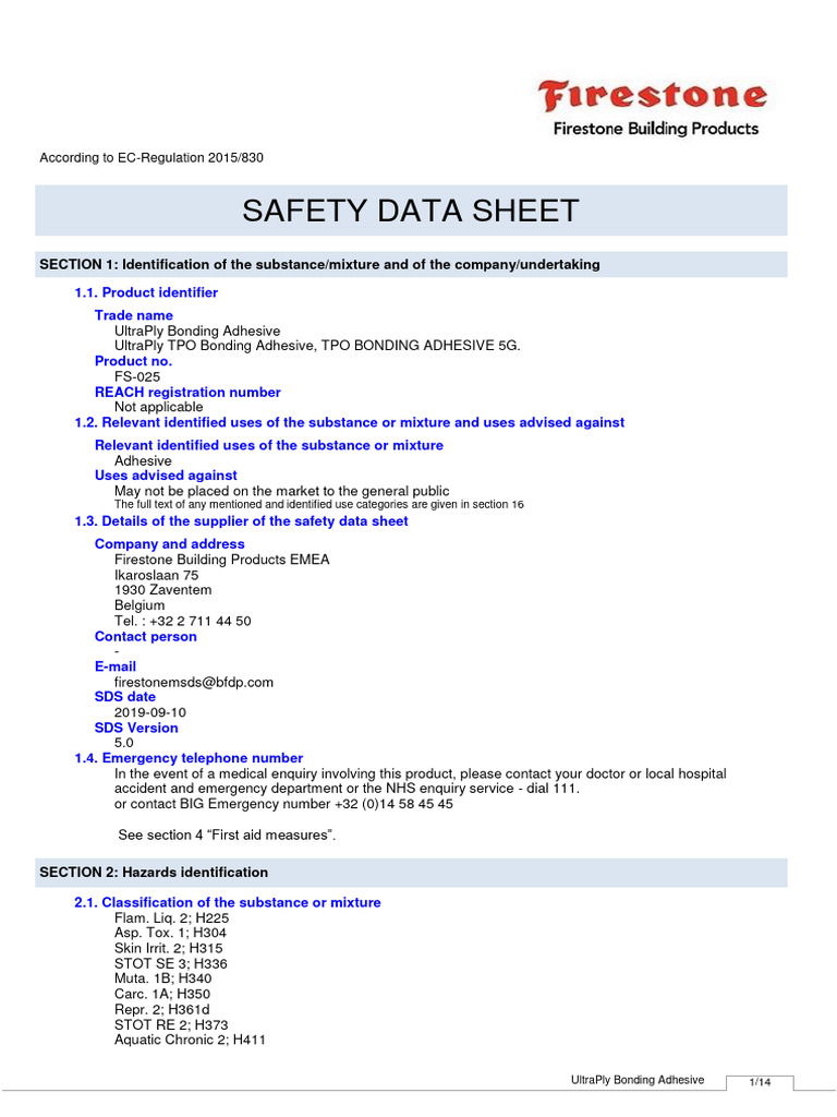 Ultraply Bonding Adhesive en | PDF | Toxicity | Occupational Safety And ...